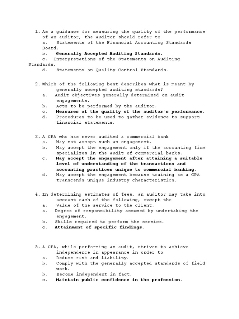 Chapter 1 Questions | PDF | Audit | Financial Audit Chapter 1 Questions | PDF | Audit | Financial Audit