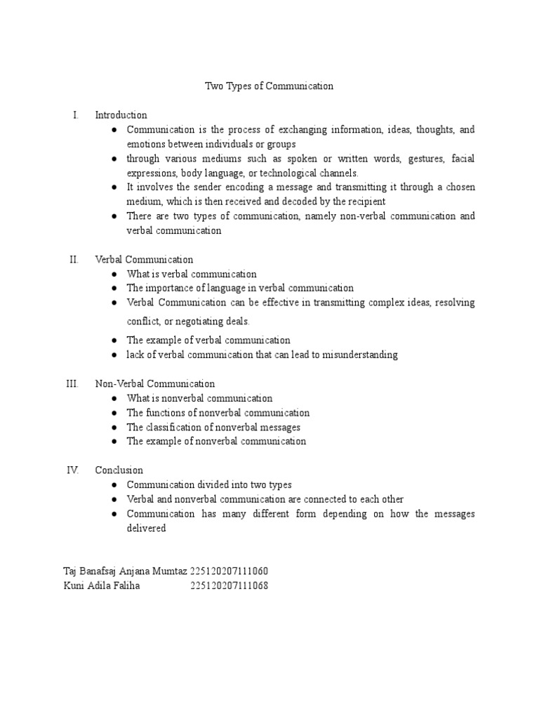 Outline - Two Types of Communication | PDF