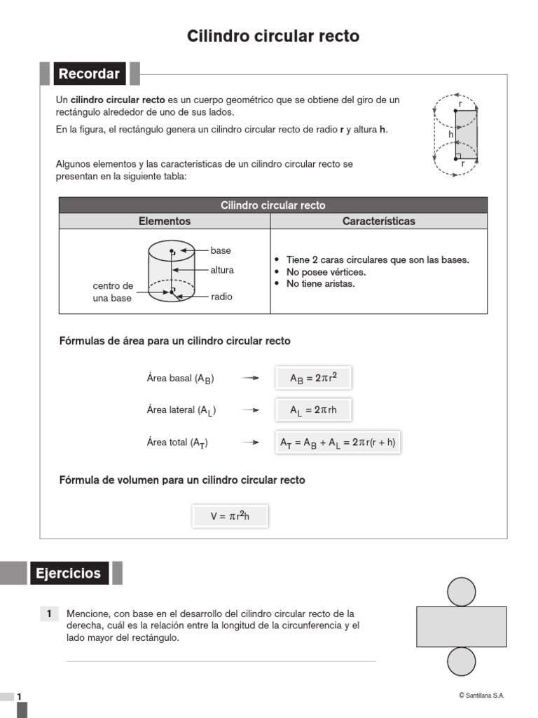 M10 Cilindro Circular Recto | PDF | Rectángulo | Formas geométricas