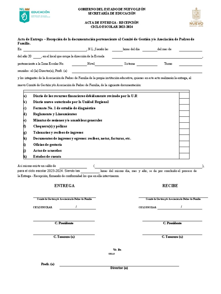 2.6 Acta Entrega-Recepción Comité de Gestión APF 2023-2024 | PDF