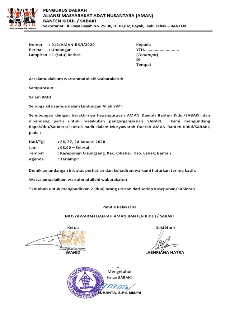 Undangan Musda Aman Sabaki | PDF