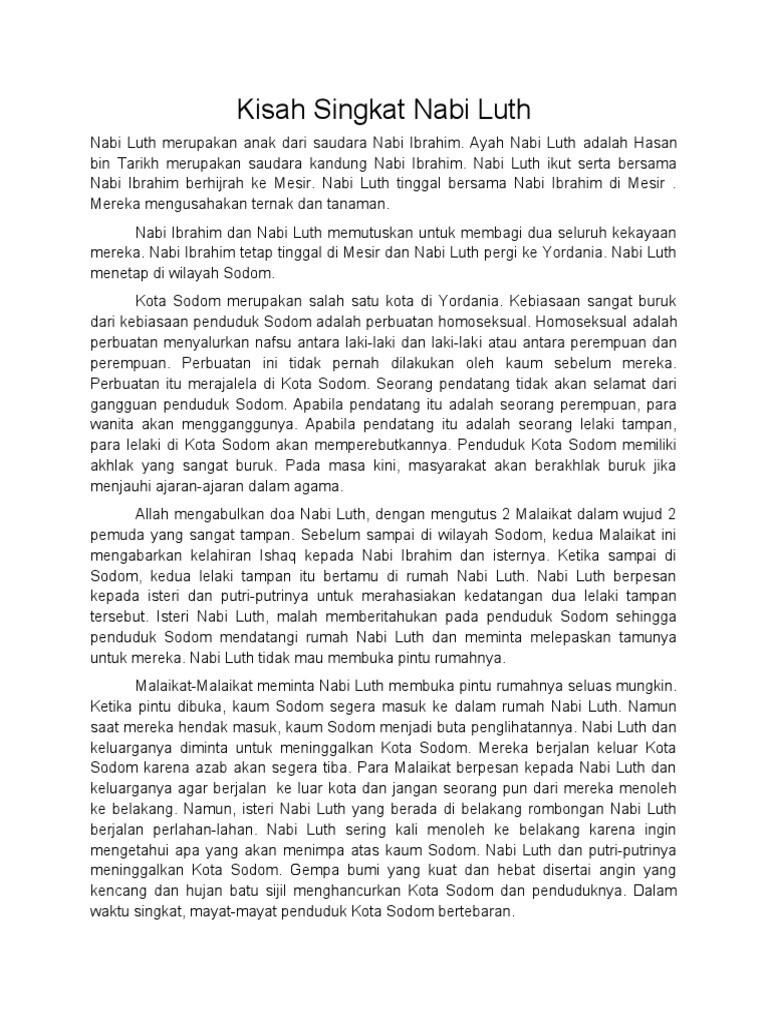 Kisah Nabi Luth Musa Adam Ibrahim | PDF | Sejarah | Dewasa Muda