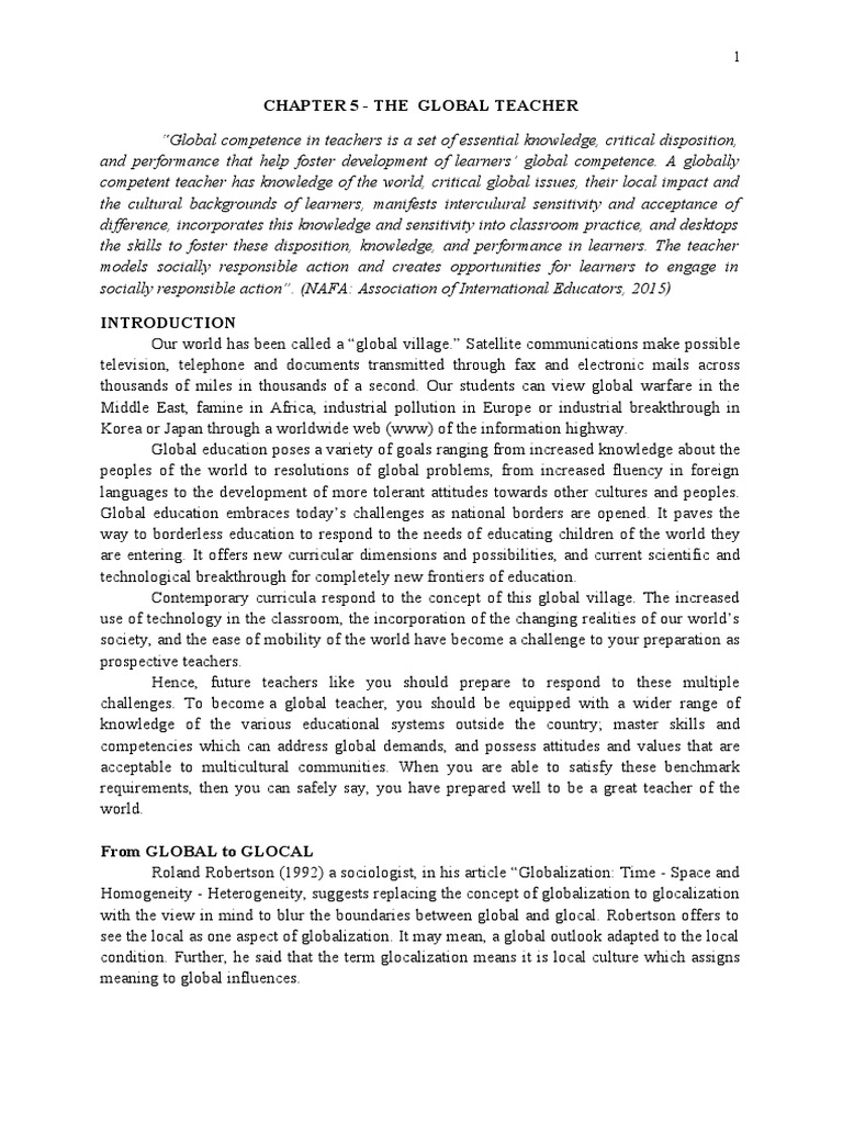 Chapter 5 Lesson 1 the Glocal Filipino Teacher | PDF