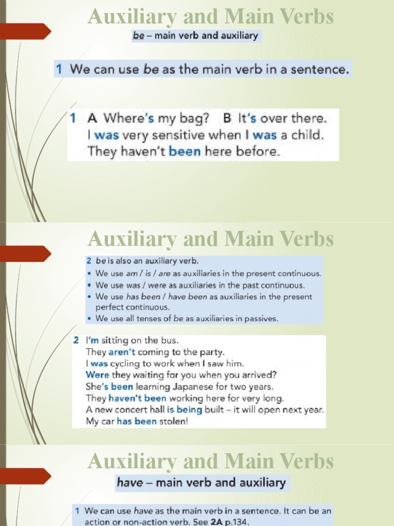 Understanding Auxiliary and Main Verbs | PDF