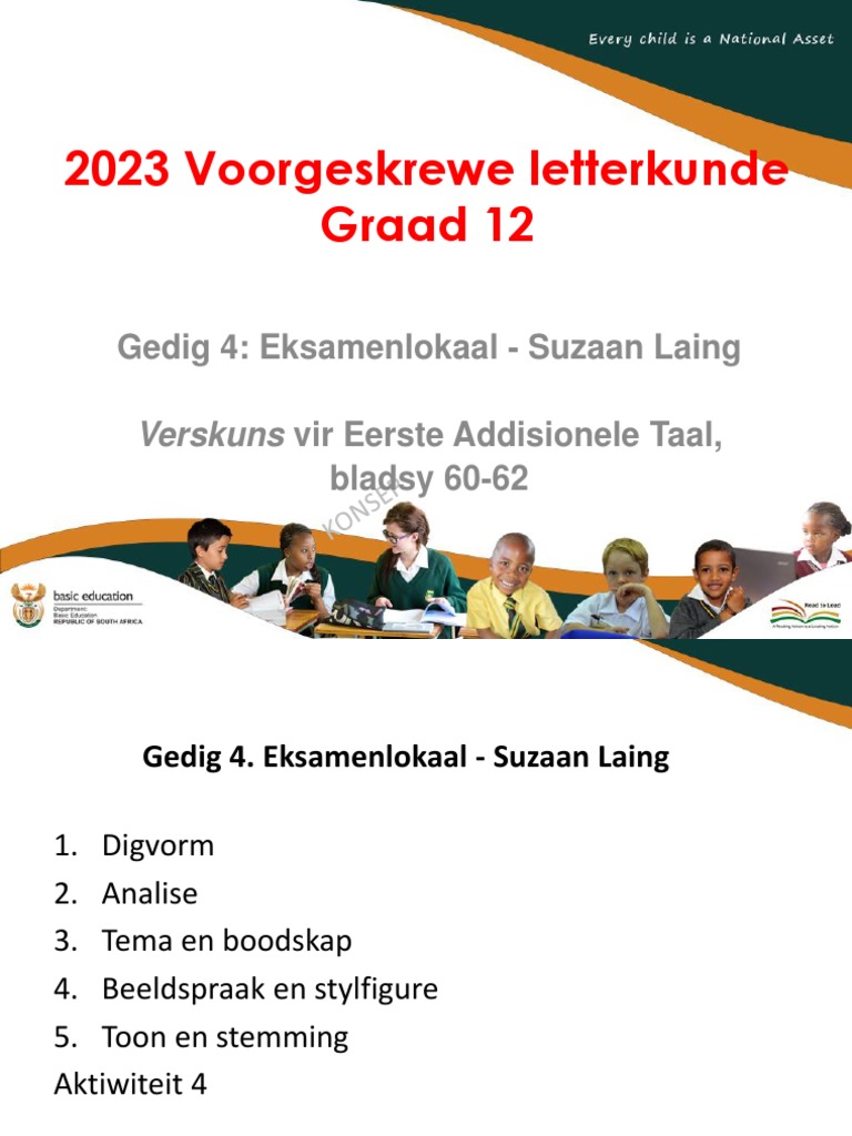 Gedig 4 Eksamenlokaal - AEAT - GR 12 - 2023 | PDF