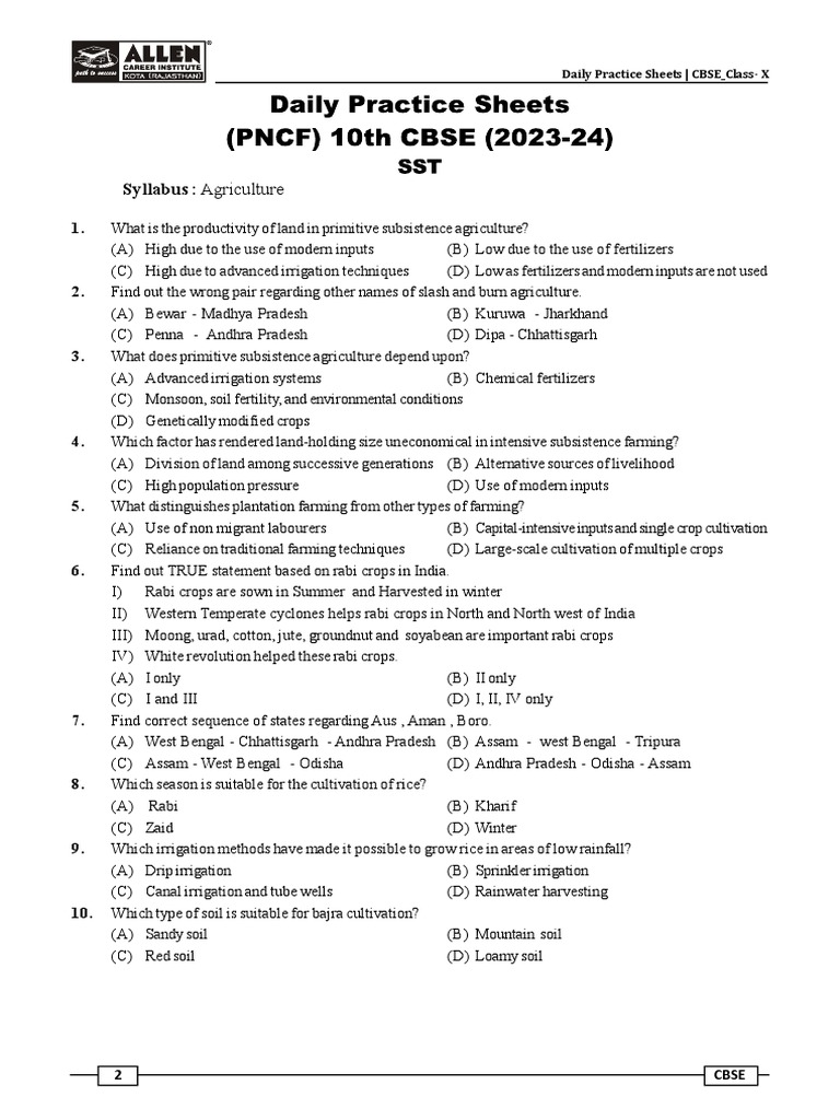 Agriculture - Objective | PDF | Agriculture | Irrigation