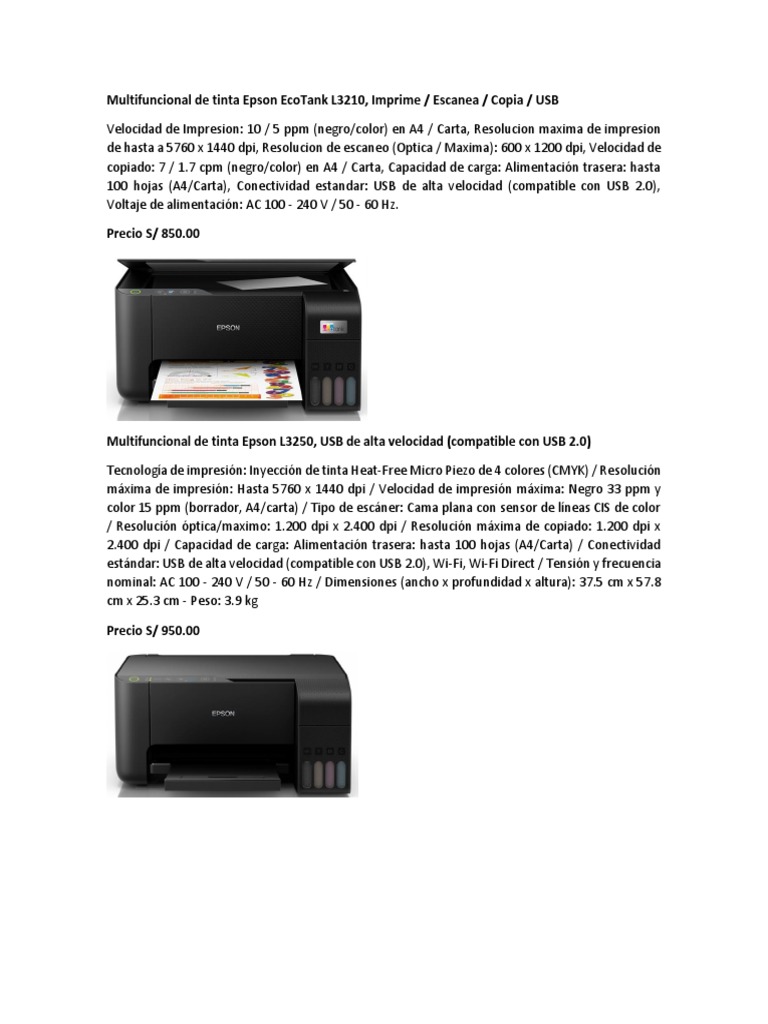 Impresoras Modelos | PDF | Escáner de imagen | Wifi