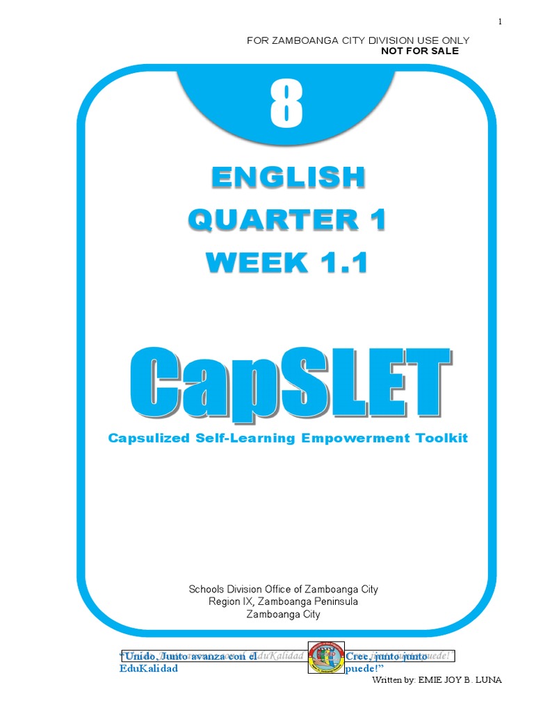 English Quarter 1 WEEK 1.1: Capsulized Self-Learning Empowerment Toolkit | Download Free PDF ...