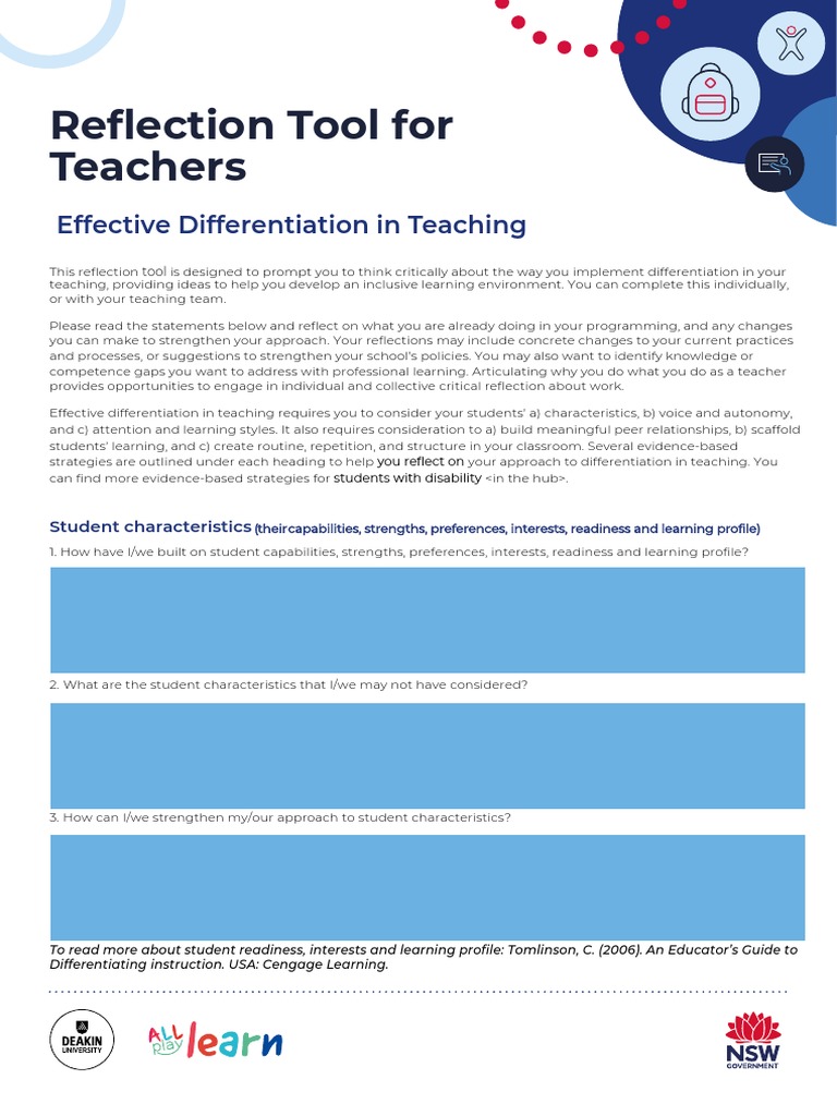 Differentiation Reflection Tool | PDF