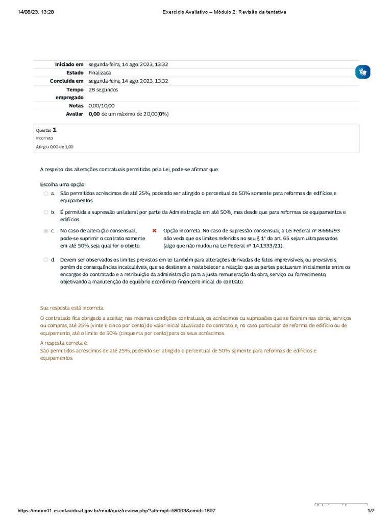 Exercício Avaliativo - Módulo 2 - Revisão Da Tentativa | PDF