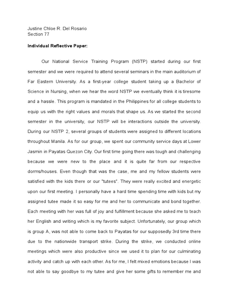 Individual Reflective Paper | PDF