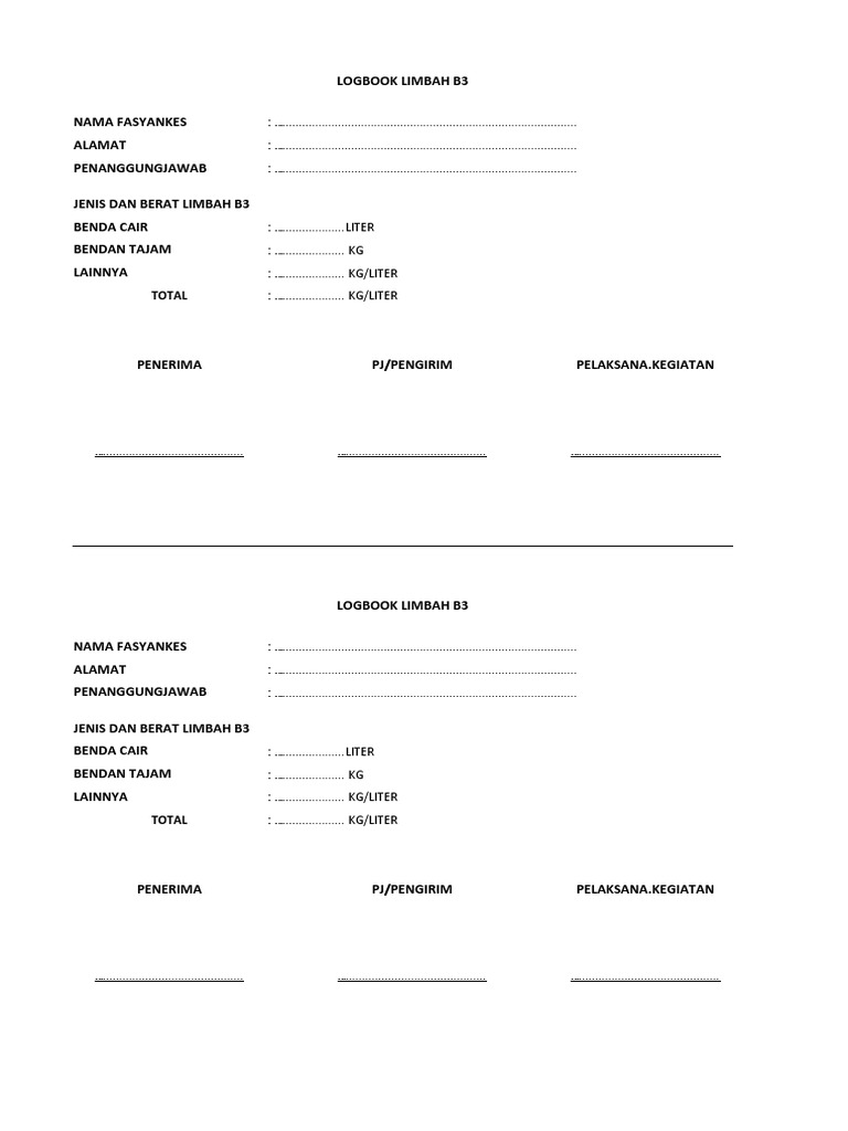 Logbook B3 Puskesmas | PDF