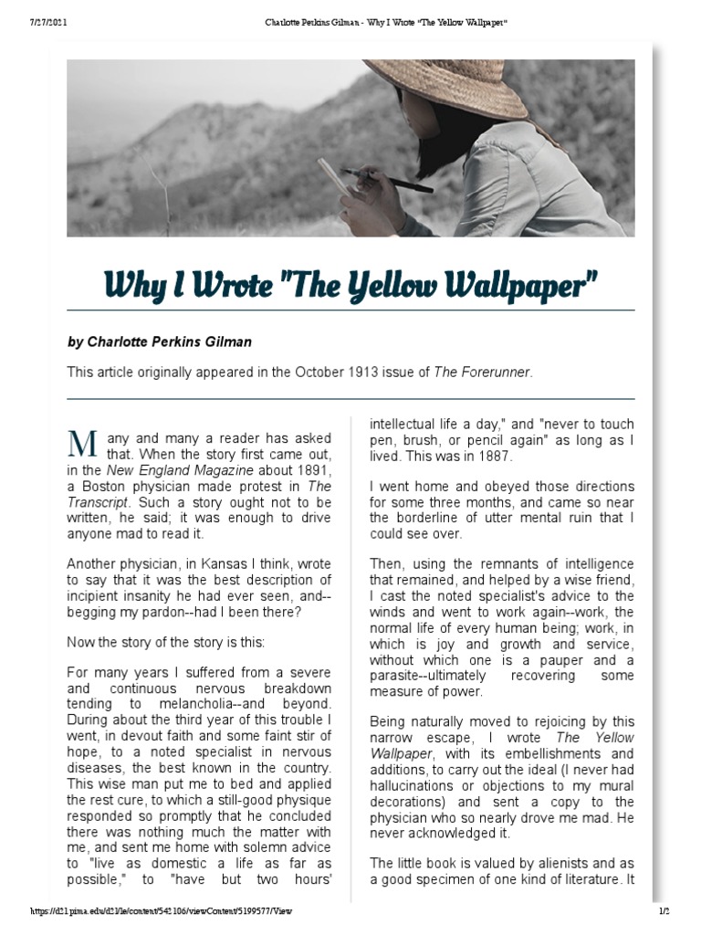 Gilman's Insight on "The Yellow Wallpaper" | PDF | The Yellow Wallpaper