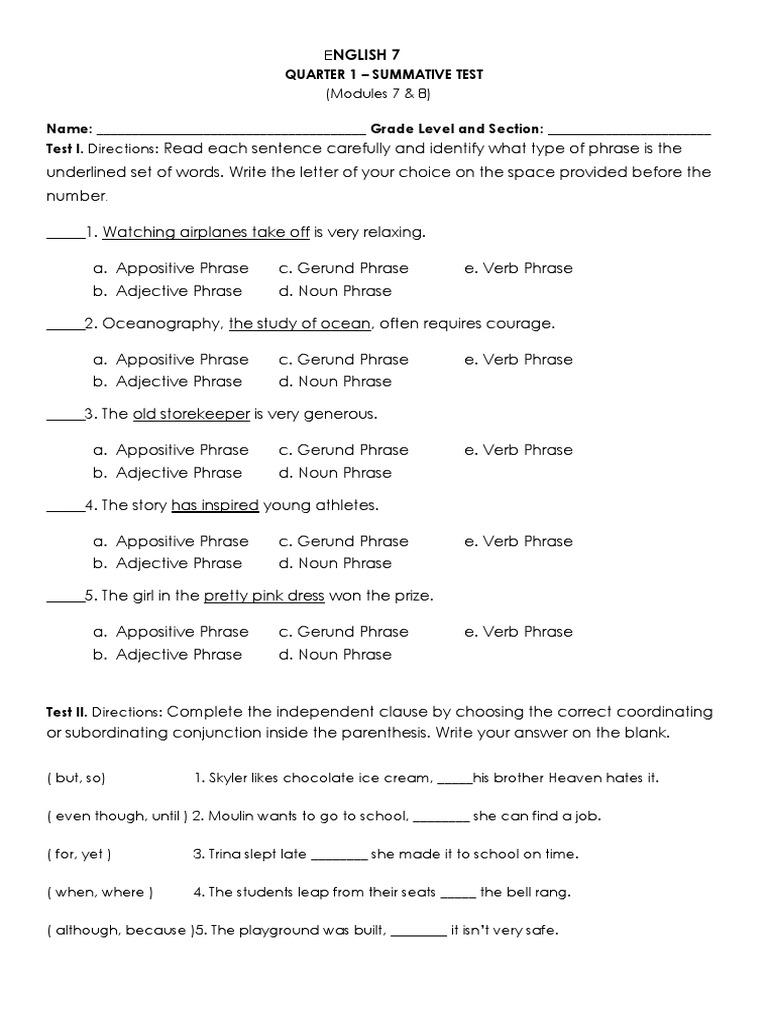 English 7 Summative P T M7M8 | PDF