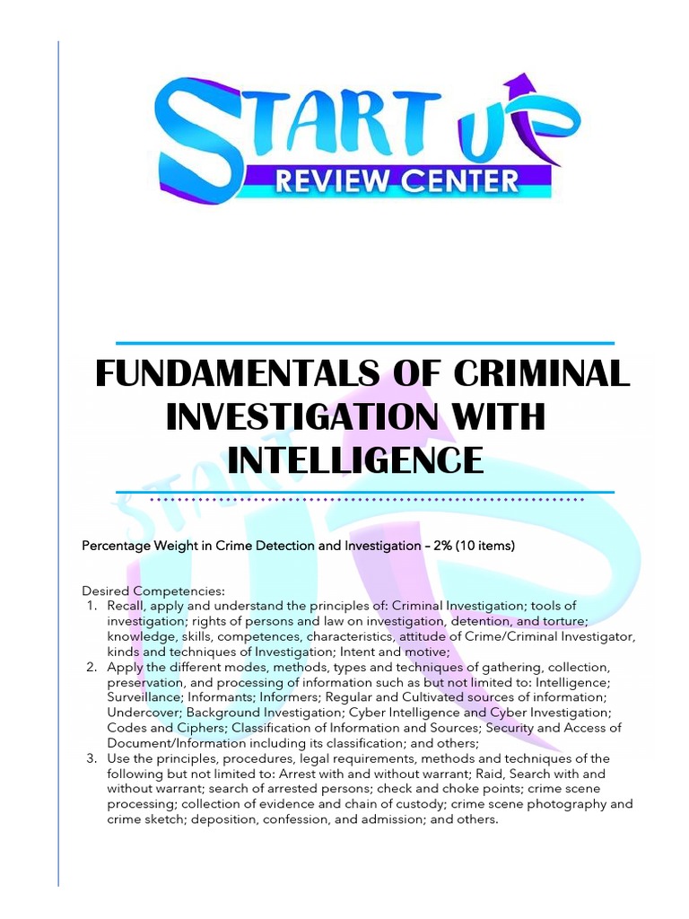 CDI 1 Fundamentals of Criminal Investigation With Intelligence 1 | PDF ...