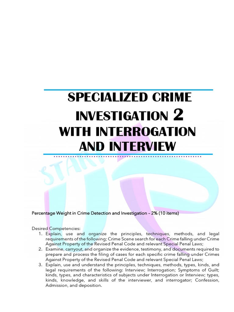 CDI 1 Specialized Crime Investigation 2 With Simulation | PDF | Right To Silence | Miranda Warning