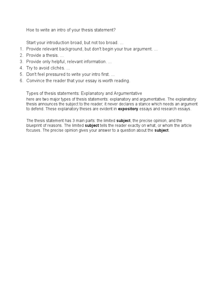 Thesi Statement Discussion | PDF