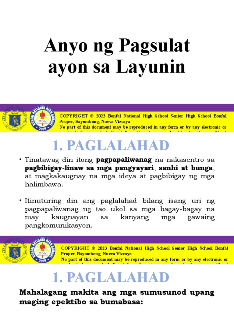 Anyo NG Pagsulat Ayon Sa Layunin | PDF