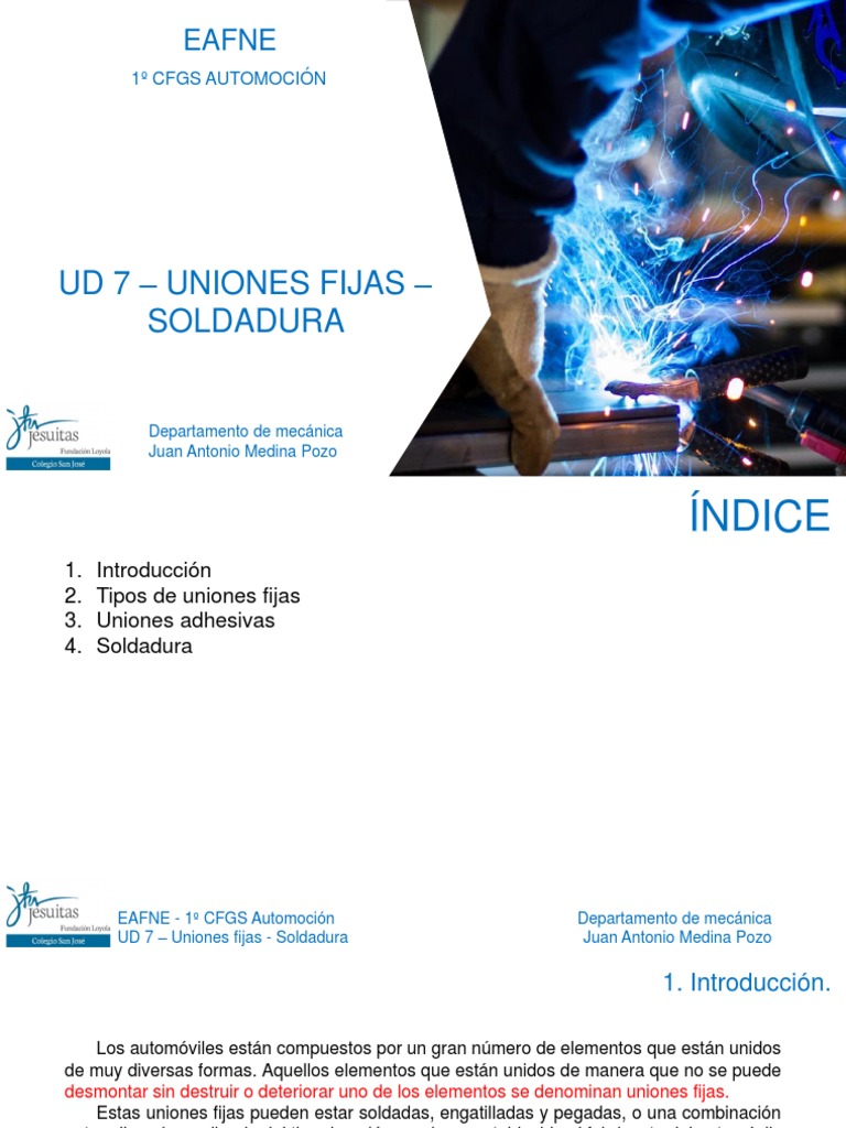 Uniones Fijas y Soldadura en Automoción | PDF | Soldadura | Construcción