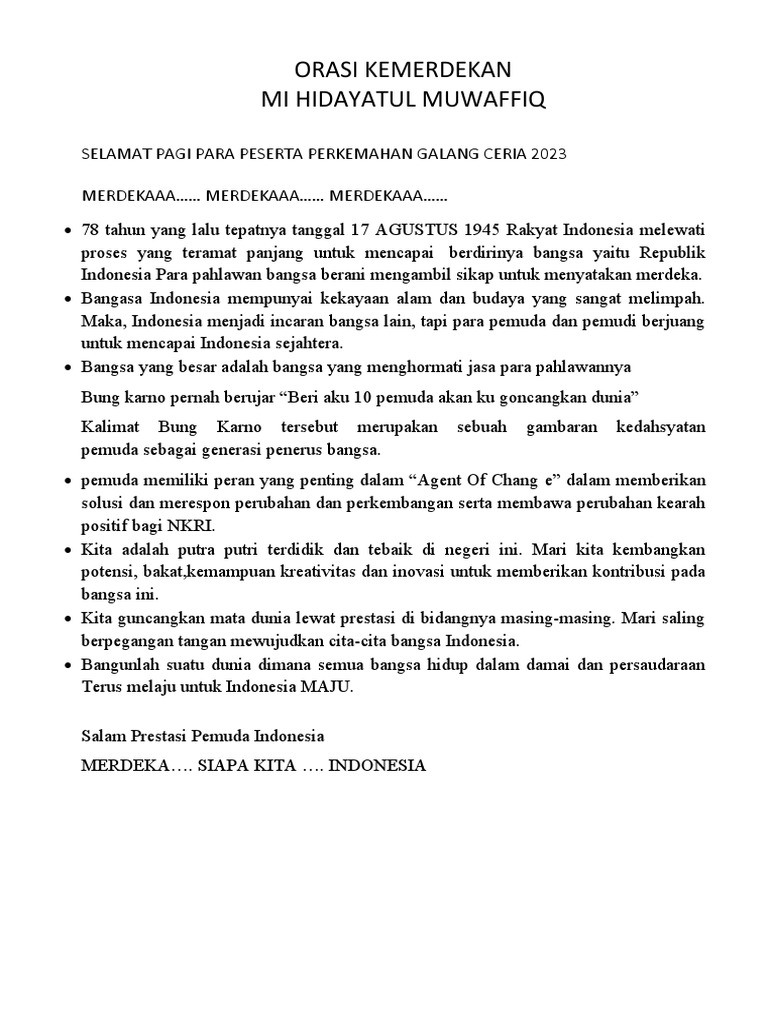 ORASI KEMERDEKAAN | PDF