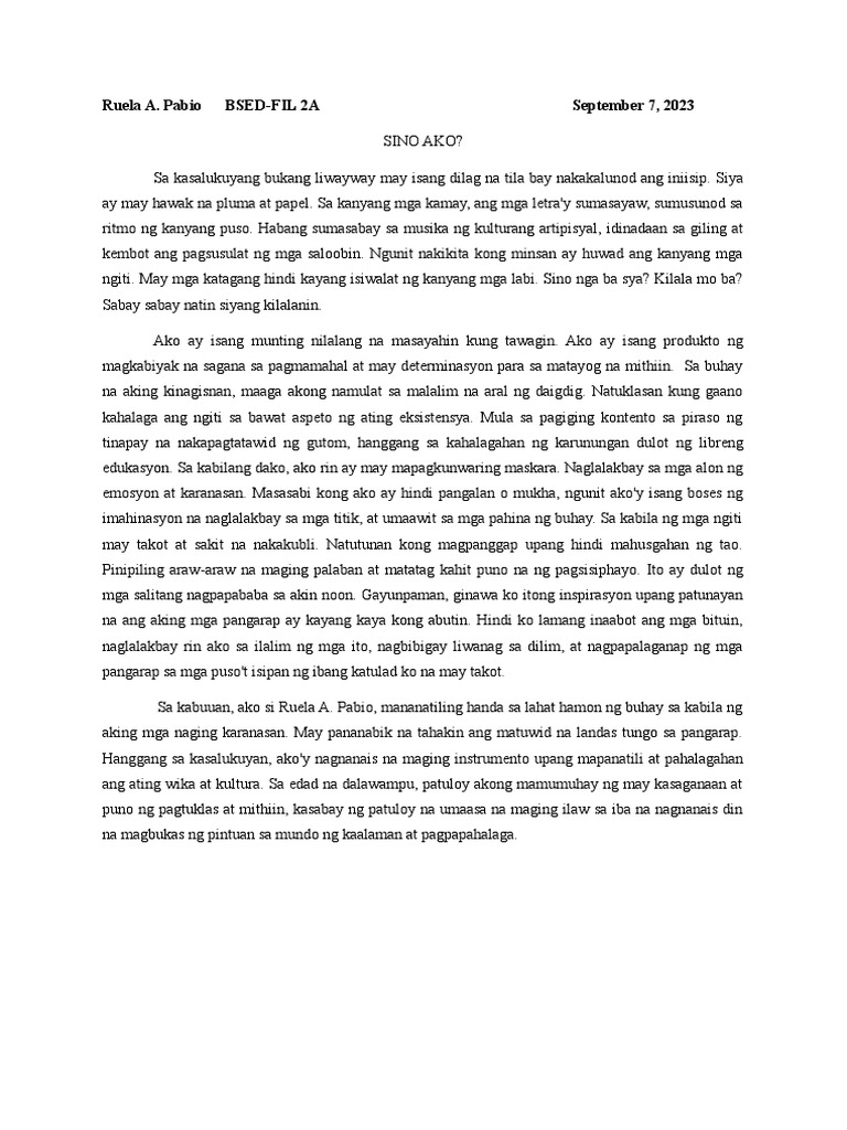 Sino Ako Sanaysay | PDF