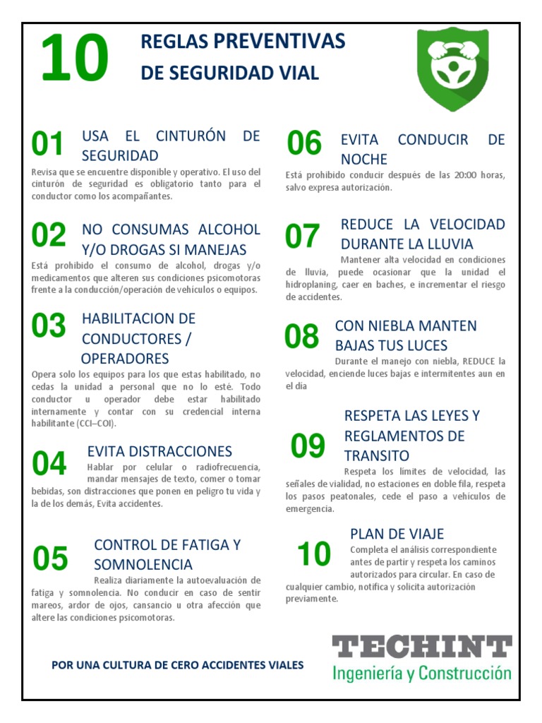 10 Reglas de Seguridad Vial 2 | PDF | Seguridad vial | Accidente de tráfico