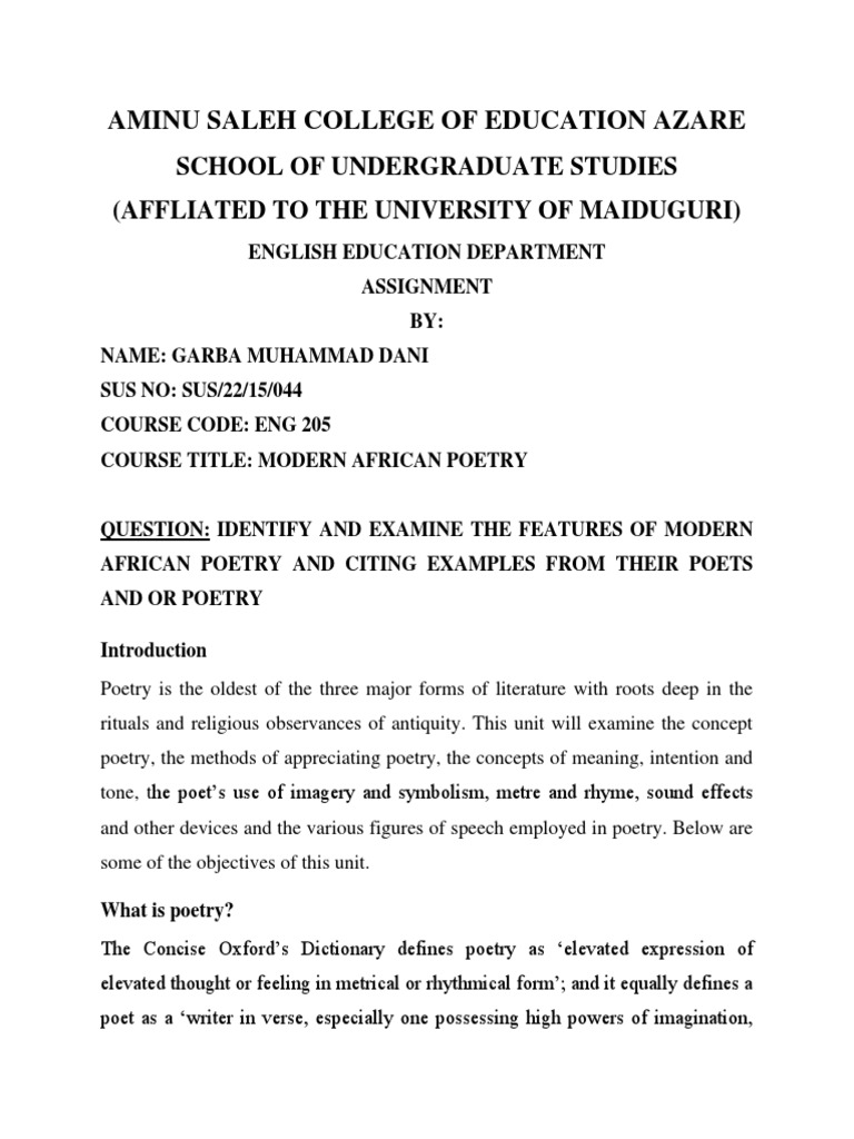 Features of Modern African Poetry | PDF | Poetry | Traditions