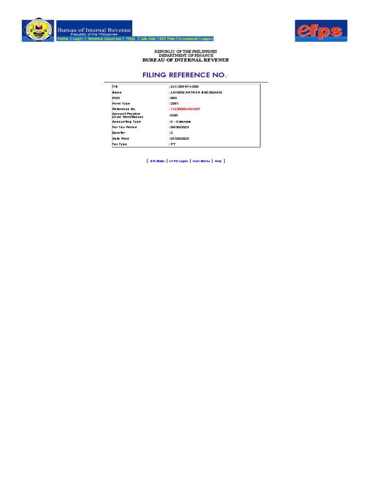 EFPS Home - EFiling and Payment System | PDF