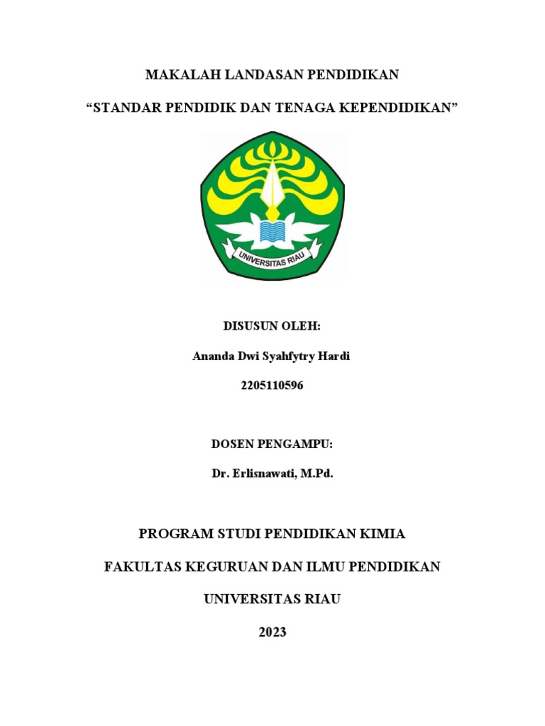 Makalah Landik Standar Pendidik Dan Tenaga Kependidikan Pdf