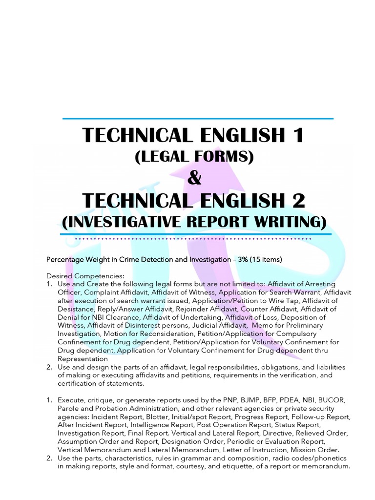 Technical English for Legal Forms & Reports | PDF | Affidavit | Notary ...