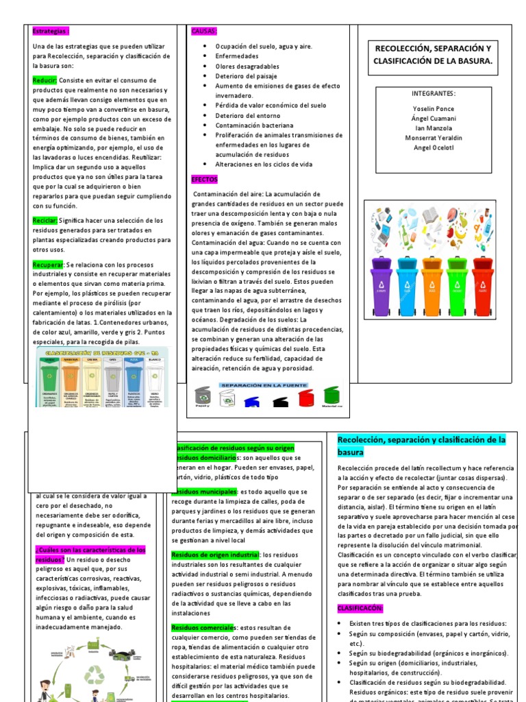 Folleto Recoleccion de Basura | PDF | Residuos | Contaminación