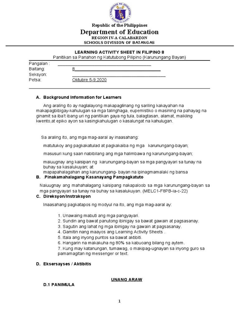 Activity Sheets | PDF