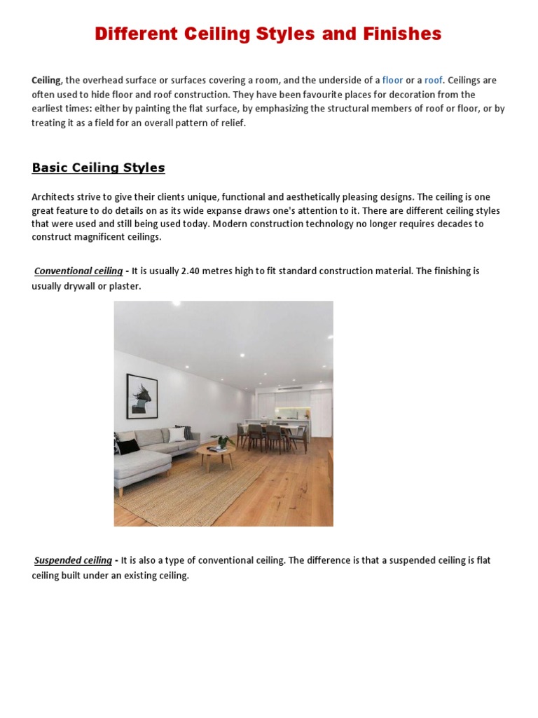 Different Ceiling Styles and Finishes | PDF | Ceiling | Drywall