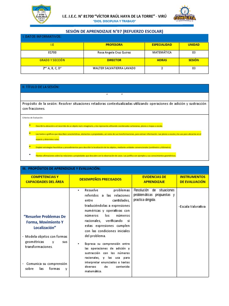 SESION N 07 MAPAS Y ESCALAS - Docx Corregido | PDF | Geometría | Evaluación