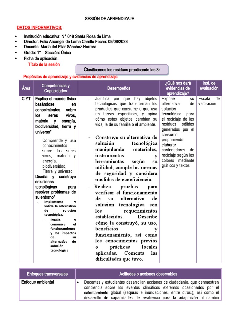 Sesión Practicando Las 3r | PDF | Residuos | Reciclaje