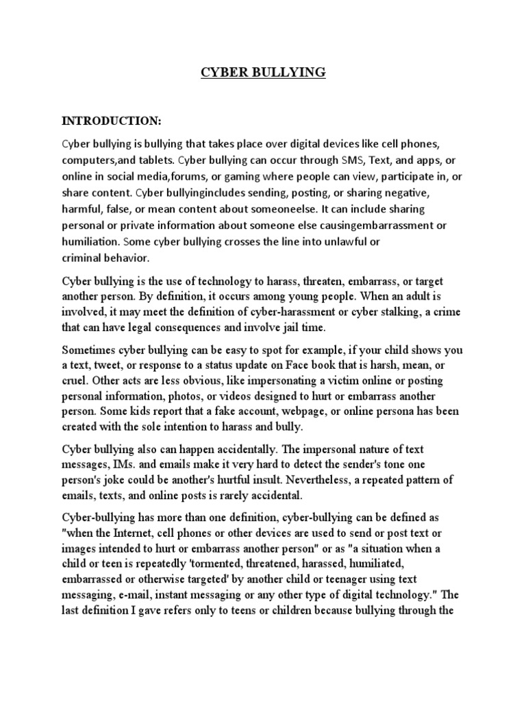Cyber Bullying | PDF | Cyberbullying | Bullying