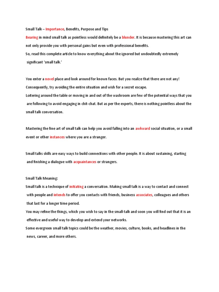 Small Talk | PDF | Conversation | Body Language
