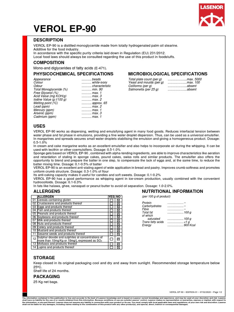 Verol EP-90 - Ed01.2080 | PDF | Emulsion | Fat