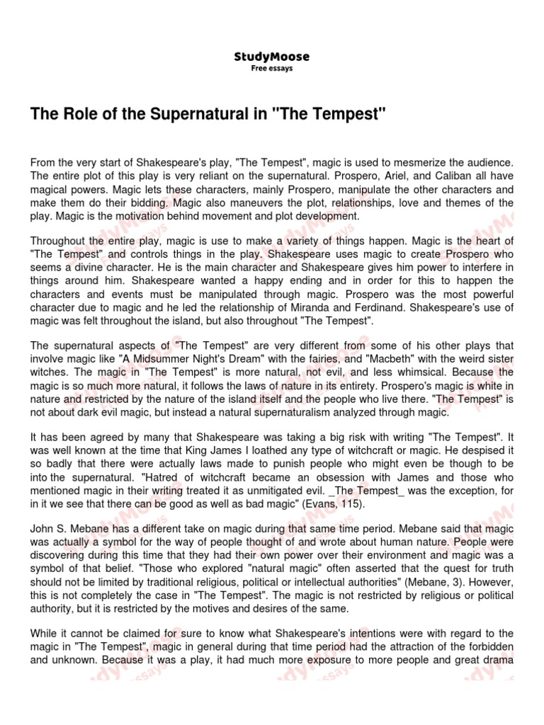 The_Role_of_the_Supernatural_in___The_Tempest__ | PDF | The Tempest