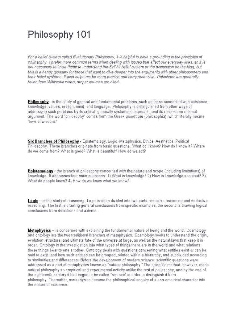 Overview of Philosophy's Branches | PDF | Free Will | Knowledge