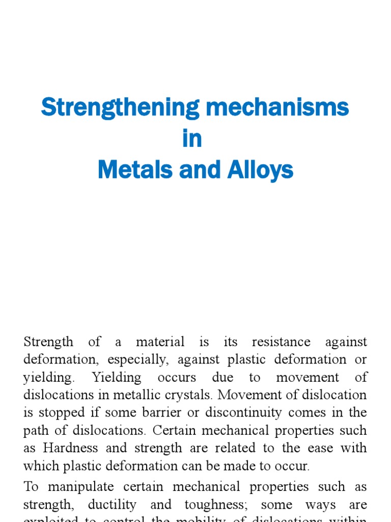 Strengthening Mechanisms in Metals | PDF | Dislocation | Crystallite