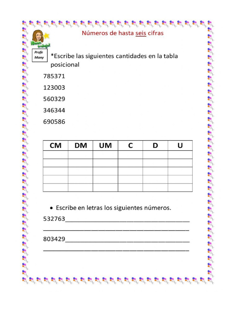 Ejercicio Lectura y Escritura de Cantidades | PDF