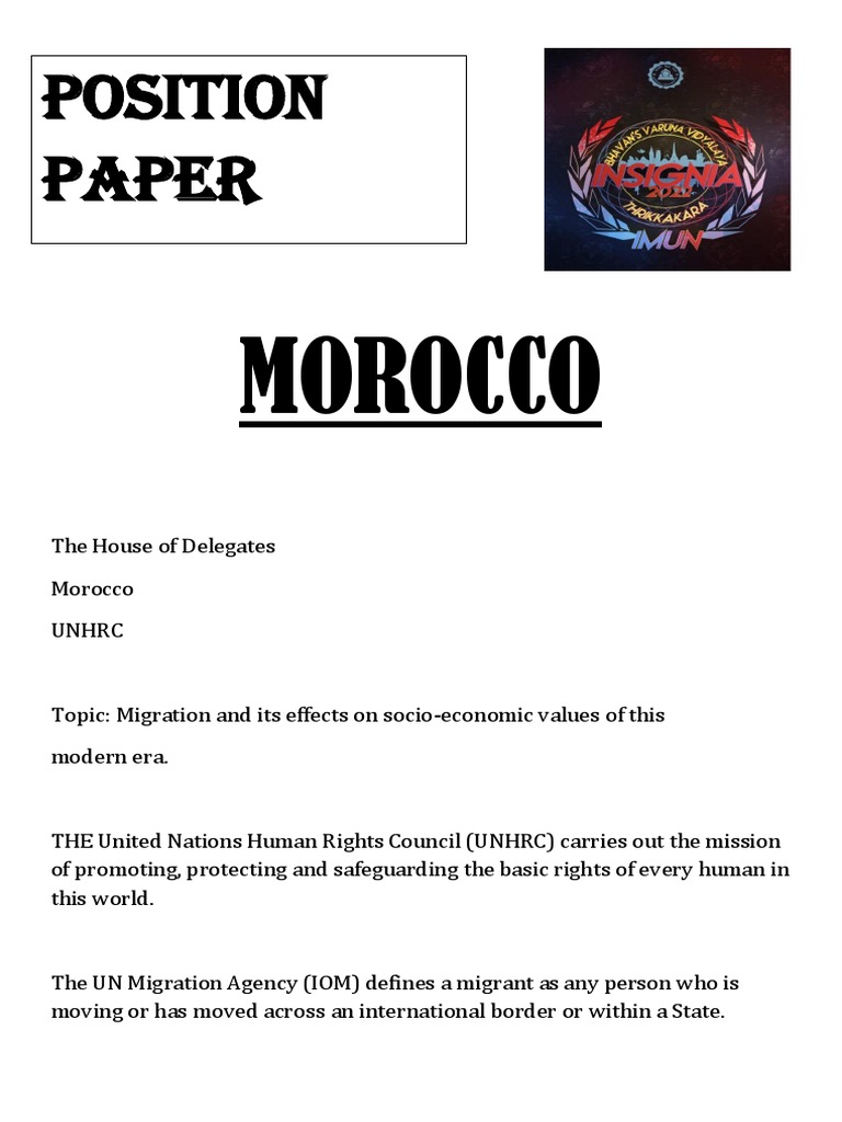 MUN Position Paper Morocco 2022-23 | PDF