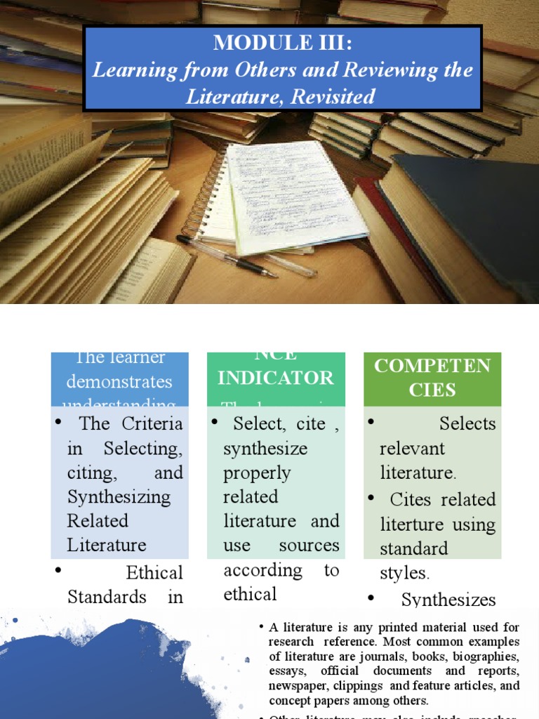 Module 3 Learning From Others and Reviewing The Literature Revisited | PDF