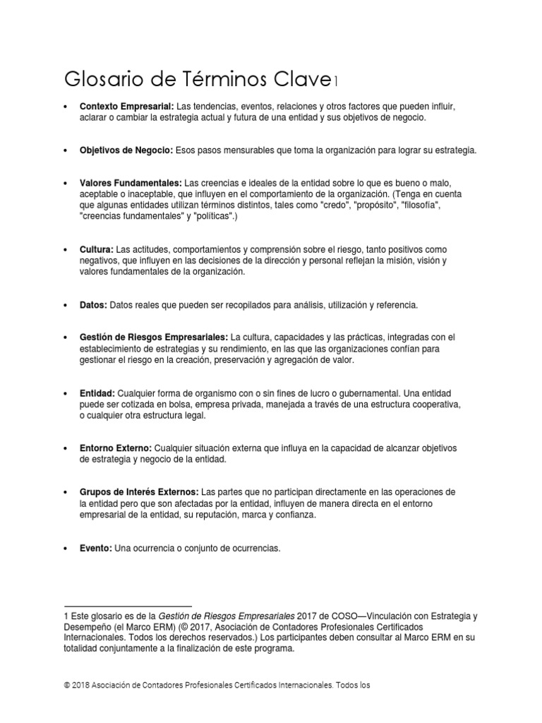Glosario de Terminos Clave | PDF | Análisis FODA | Riesgo