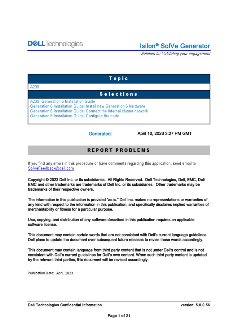 Isilon - PowerScale - A200-Generation 6 Installation Guide | PDF