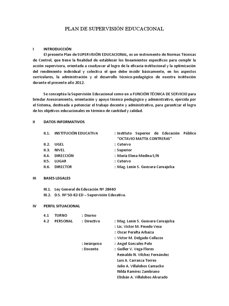 Plan de Supervision | PDF | Evaluación | Maestros