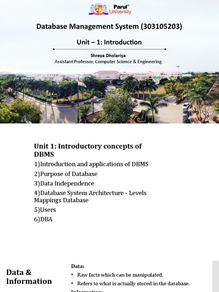 Unit 1 | PDF | Databases | Computer Data Storage