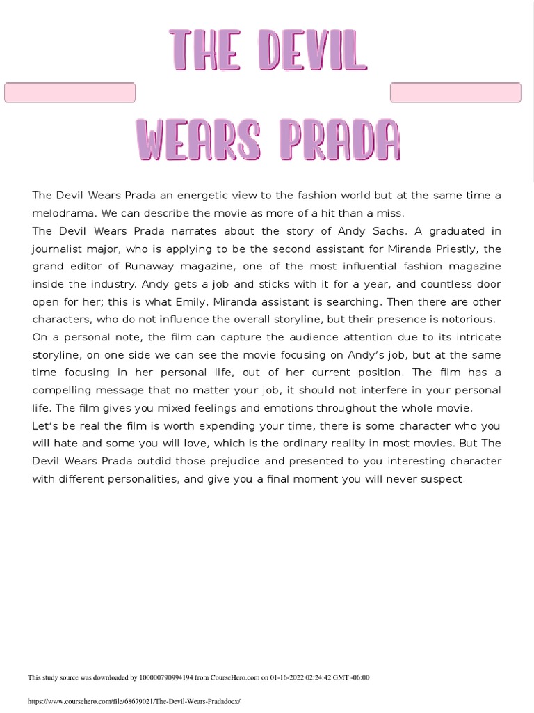 "The Devil Wears Prada: Film Analysis" | PDF