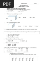 Summative Math 4 TH Quarter 2nd | PDF | Area | Volume